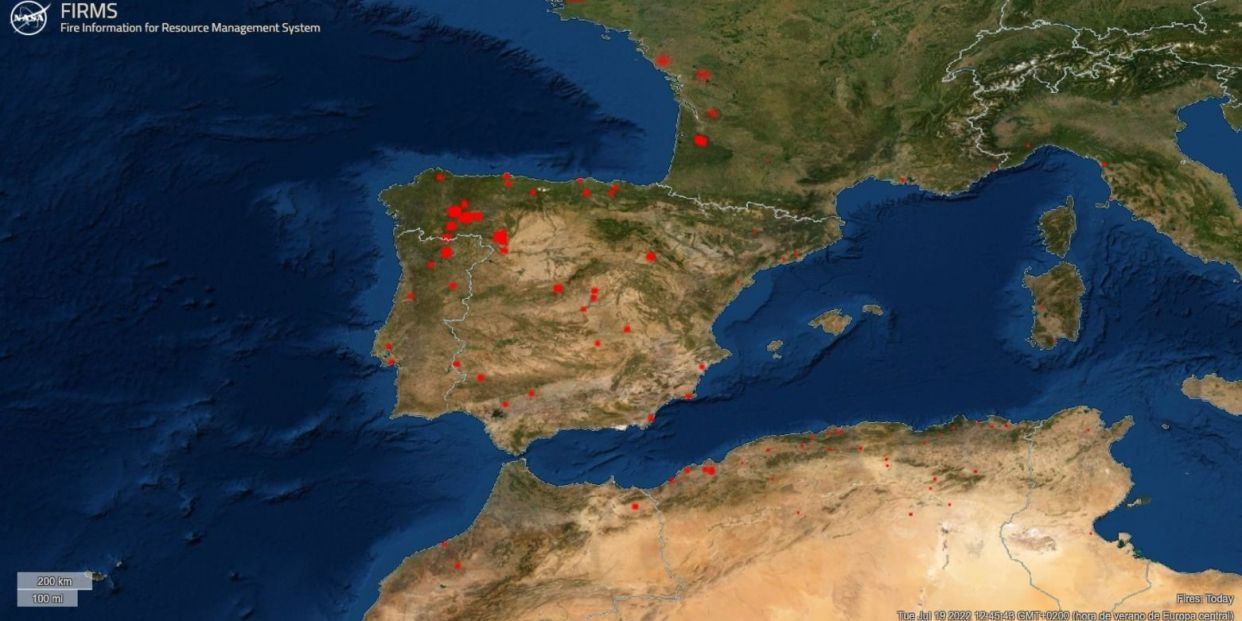 El mapa de la NASA que permite ver los incendios activos