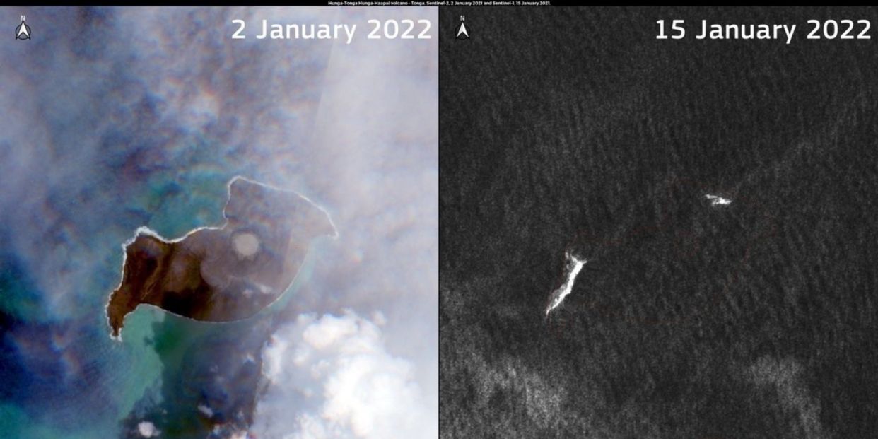 La isla del volcán de Tonga desaparece